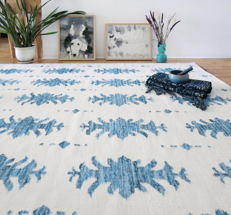 Eskayel, Areca Palms, Indigo Flat-Weave Rug For Sale at 1stDibs