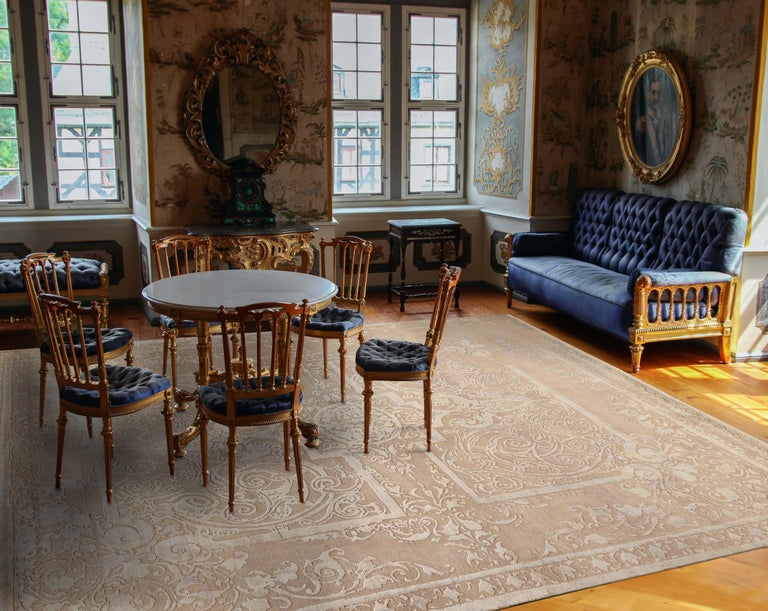 ESPOIR Hand Knotted French Rococo Inspired Rug in Rust and Ivory ...