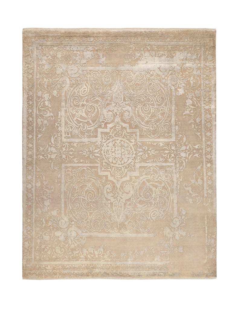 ESPOIR Hand Knotted French Rococo Inspired Rug in Rust and Ivory ...