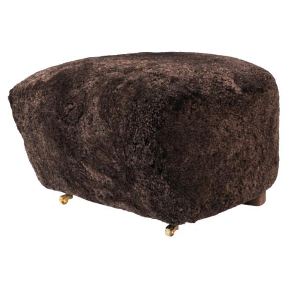 Honey Smoked Oak Sheepskin the Tired Man Footstool by Lassen For Sale ...