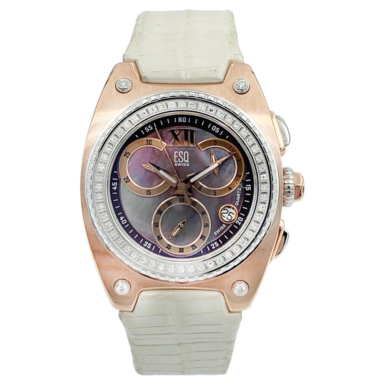 ESQ Movado Fusion Retrograde Gold Tone Steel MOP Dial Ladies Watch ...