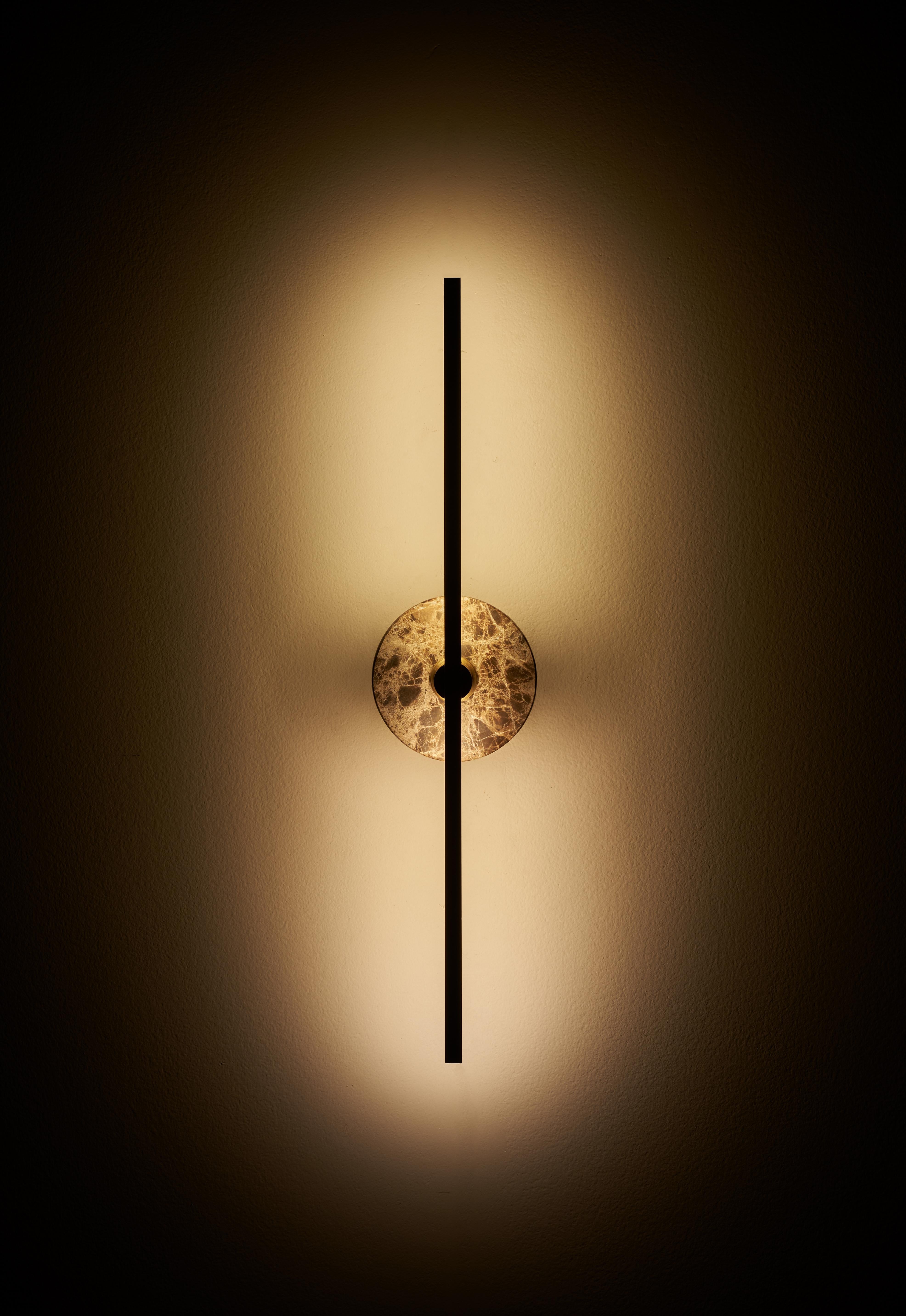 Essential Italian Wall Sconce "Stick" - Brass and Brown Emperador ...