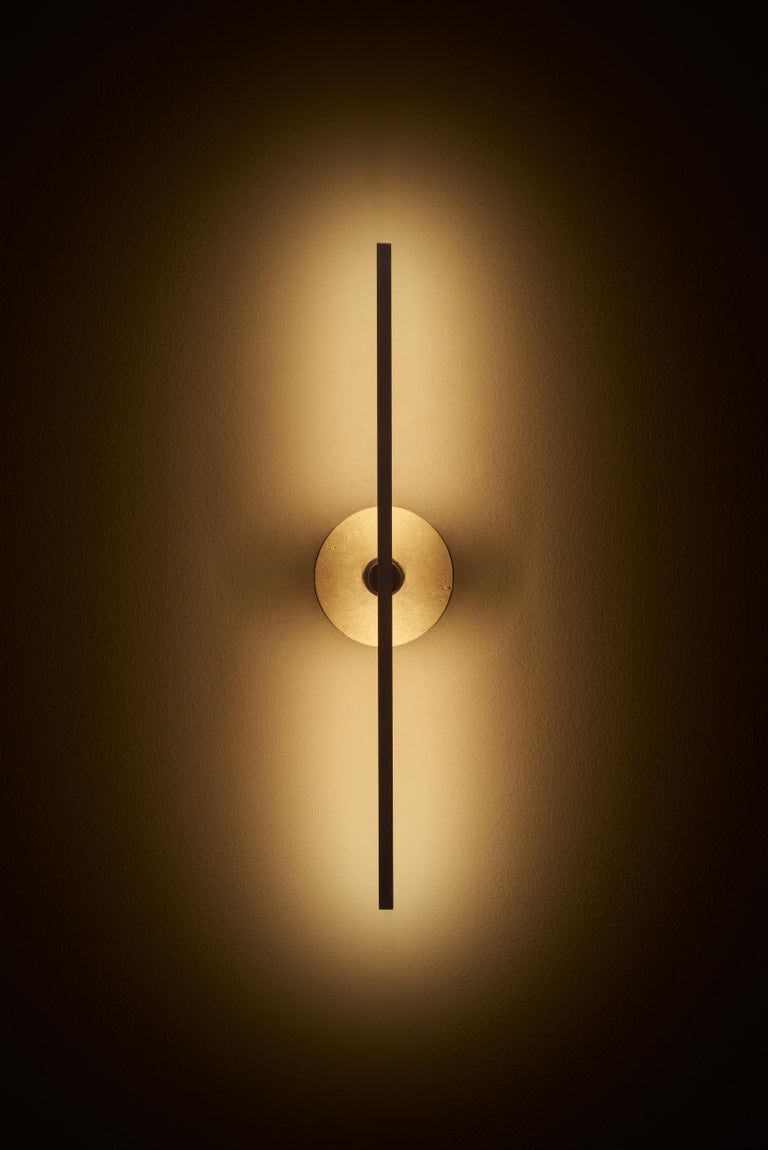 Essential Italian Wall Sconce "Stick" - Bronze and Travertine Marble ...