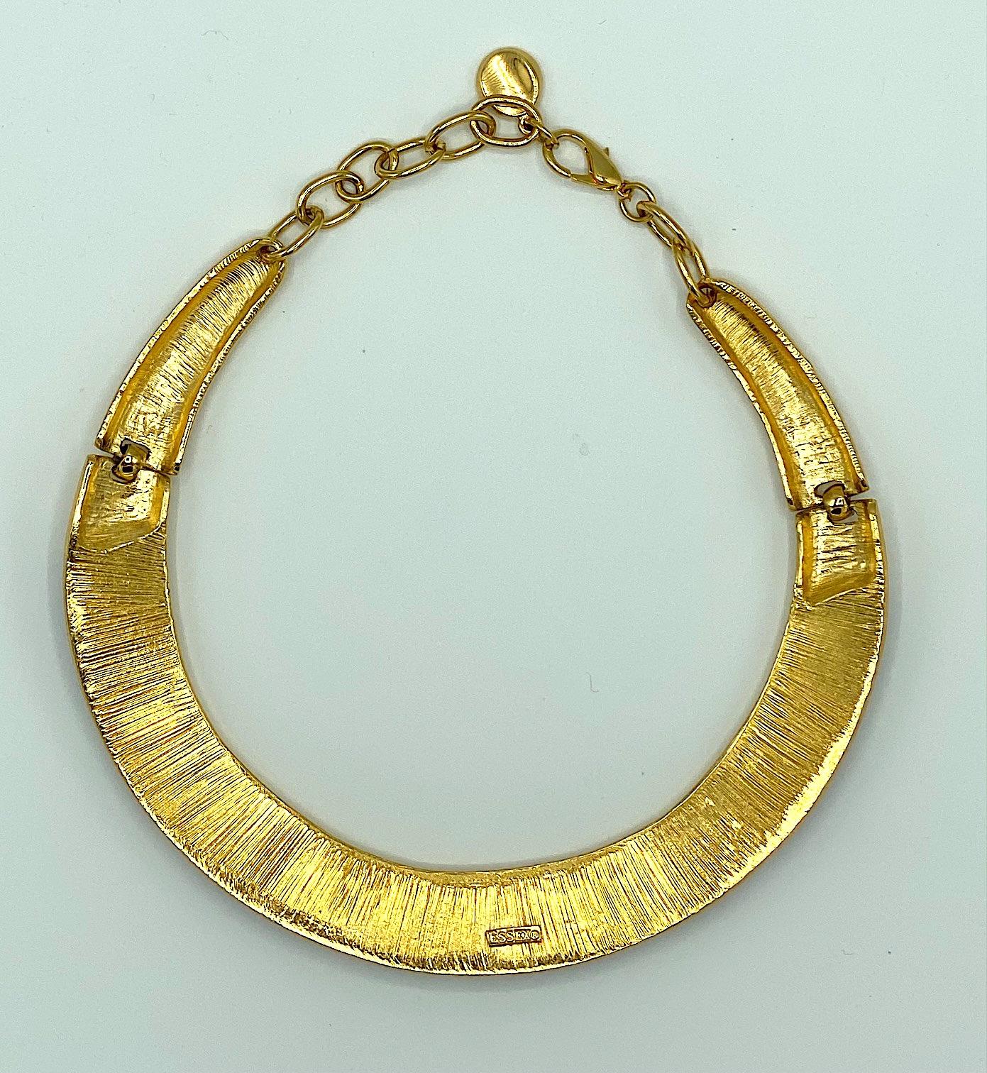 Essex black Enameled on Gold Abstract Rigid Collar Necklace For Sale at ...