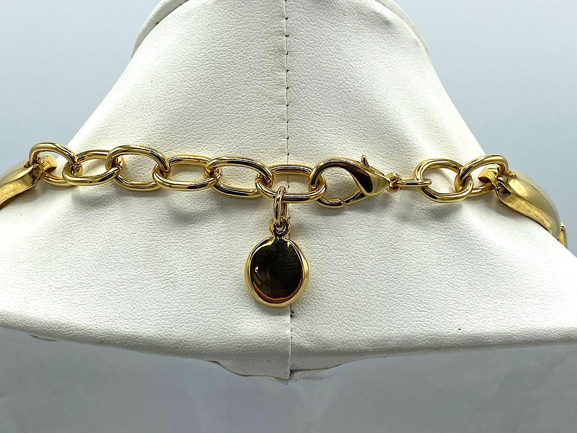 Essex black Enameled on Gold Abstract Rigid Collar Necklace For Sale at ...