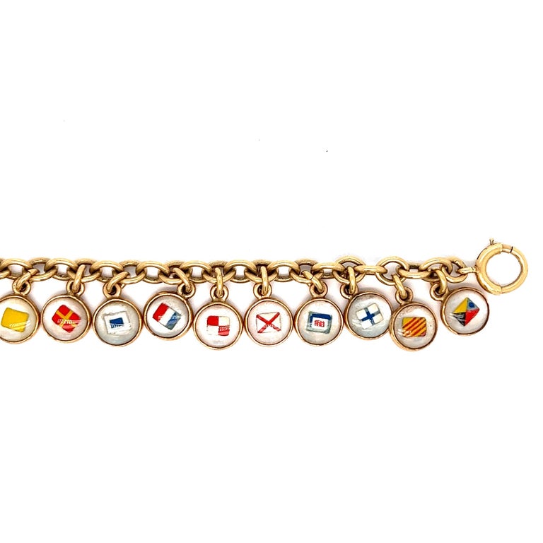 Essex Crystal Nautical Flags Charm Bracelet For Sale at 1stDibs