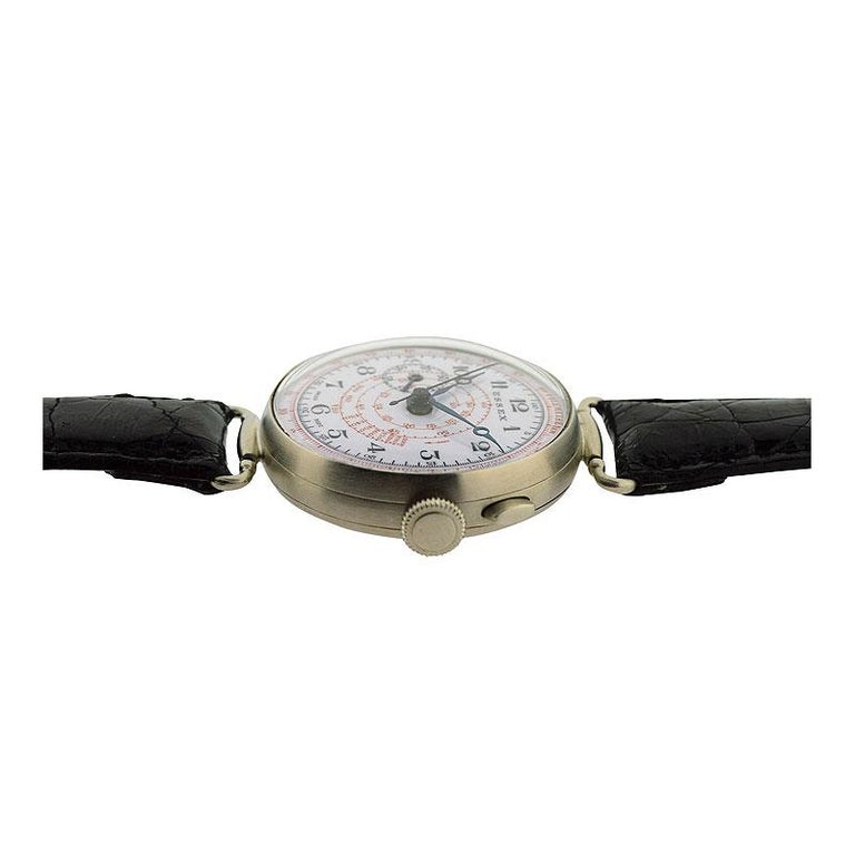 Essex Nickel Silver One Button Chronograph Original Enamel Dial Watch ...