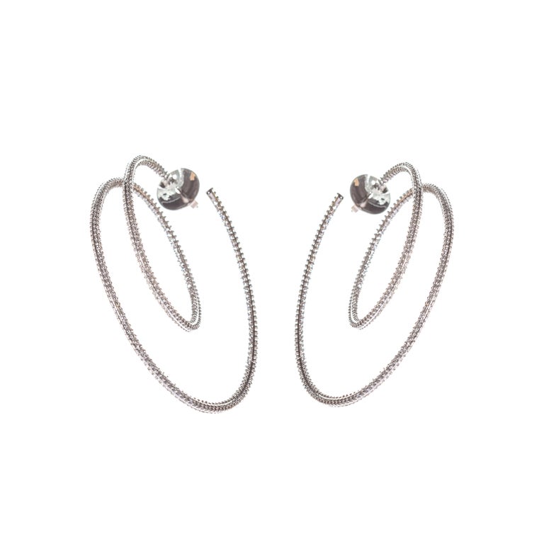 Cosmic Dance Double Hoops in 18 Karat White Gold and Diamonds For Sale ...