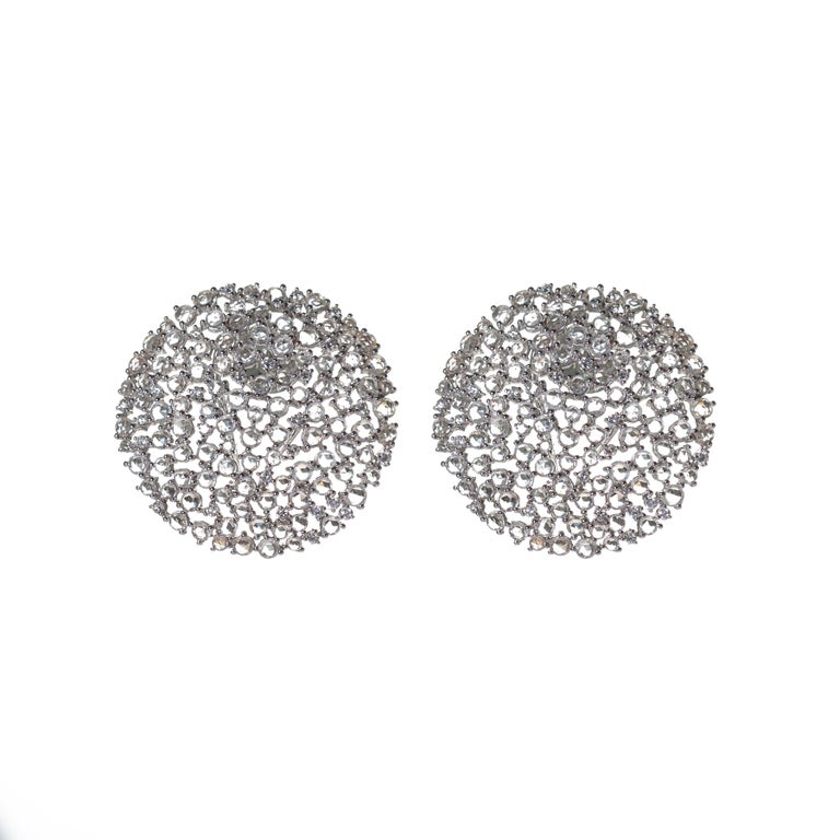 Shukra Venus I Earrings Set in 18 Karat White Gold with Diamonds and ...