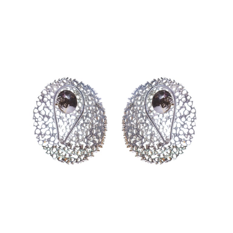 Shukra Venus I Earrings Set in 18 Karat White Gold with Diamonds and ...