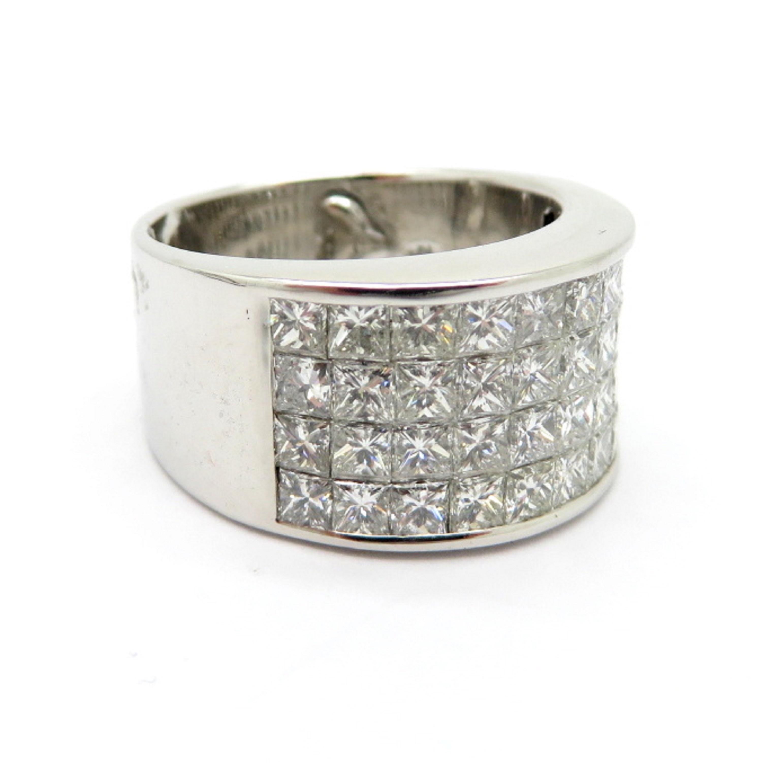 Estate 14 Karat White Gold Princess Cut Invisible Set Diamond Ring Band ...