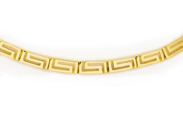 Estate 14k Yellow Gold and Lapis Lazuli Greek-Key Choker Necklace For ...