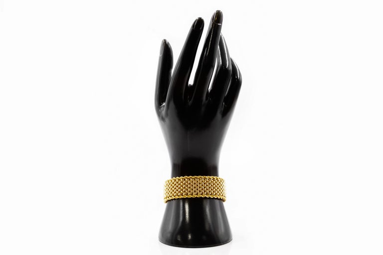Estate 14K Yellow Gold Woven Mesh Bracelet by Carl Lindstrom at 1stDibs
