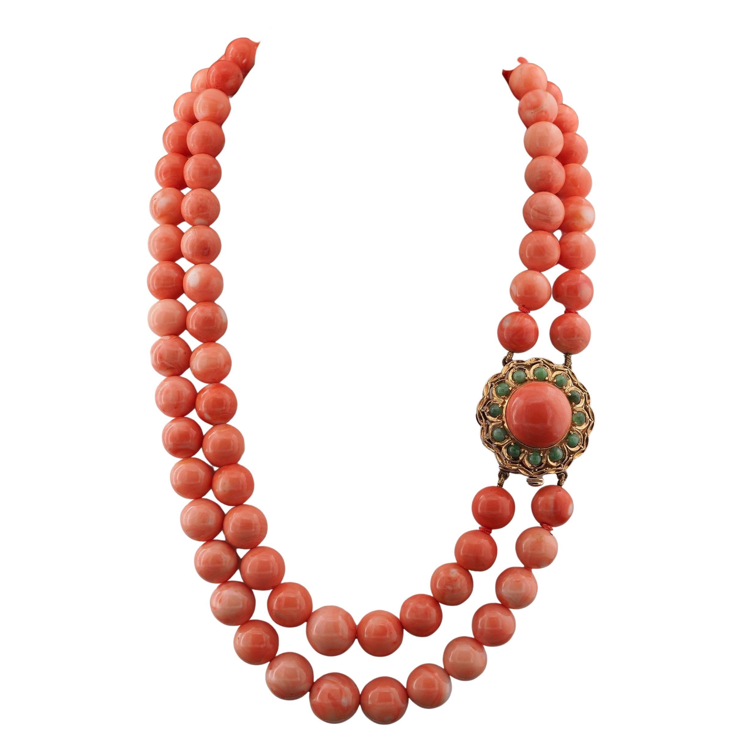 Vintage Italian Beaded Necklace 45 Grams 18 KT Gold For Sale at 1stDibs