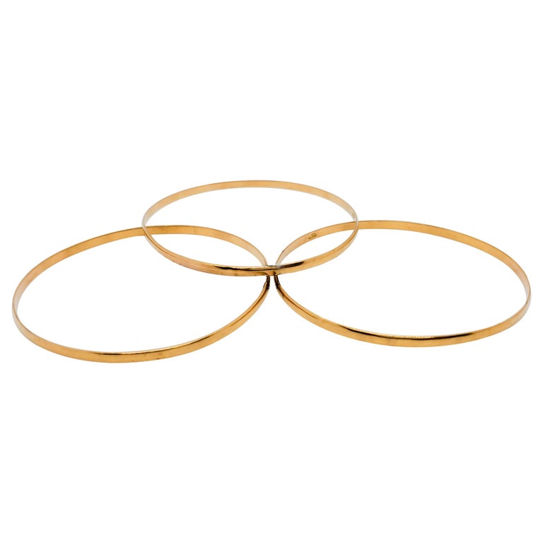 Estate 18 Karat Yellow Gold Bangle Set of 3 at 1stDibs