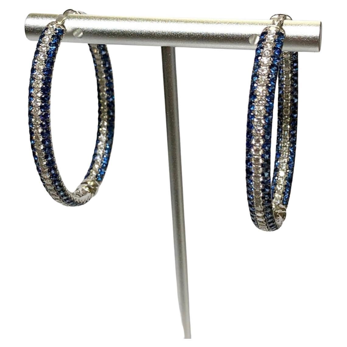 Estate 18k Invisible Princess Cut Diamond Hoop Huggie Earrings 3.60cttw ...