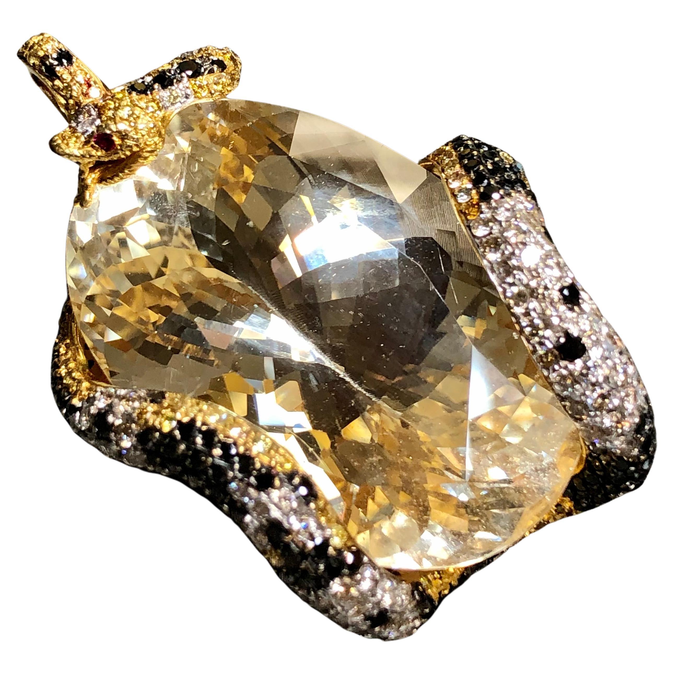 Estate 18K Diamond Ruby Spodumene Serpent Snake Necklace Pendant 219 ...