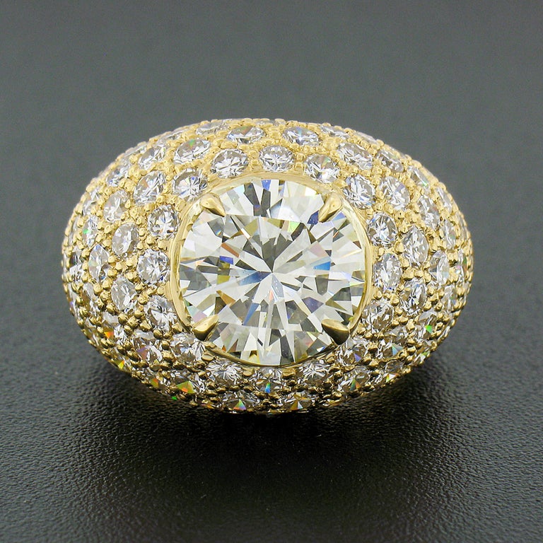 Estate 18k Gold GIA 3.55ct Round Brilliant Diamond Engagement Bombe ...