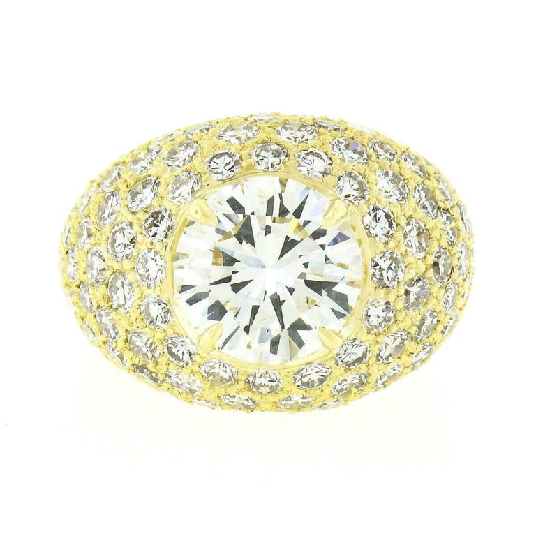 Estate 18k Gold GIA 3.55ct Round Brilliant Diamond Engagement Bombe ...