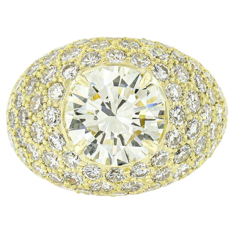 Estate 18k Gold GIA 3.55ct Round Brilliant Diamond Engagement Bombe ...