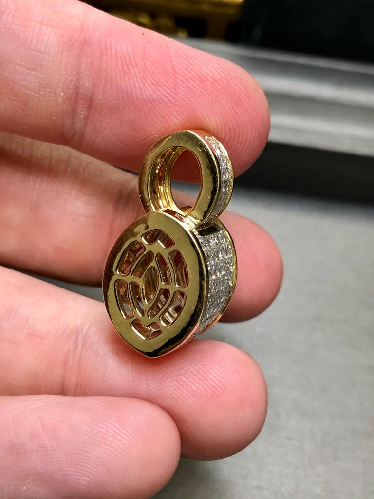 Estate 18k Invisible Princess Cut Diamond Pendant Necklace 4.92cttw G ...