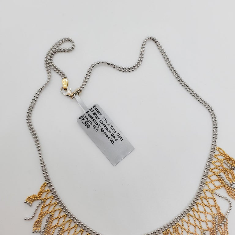Estate 18k Two Tone Gold Italian Net Necklace For Sale at 1stDibs