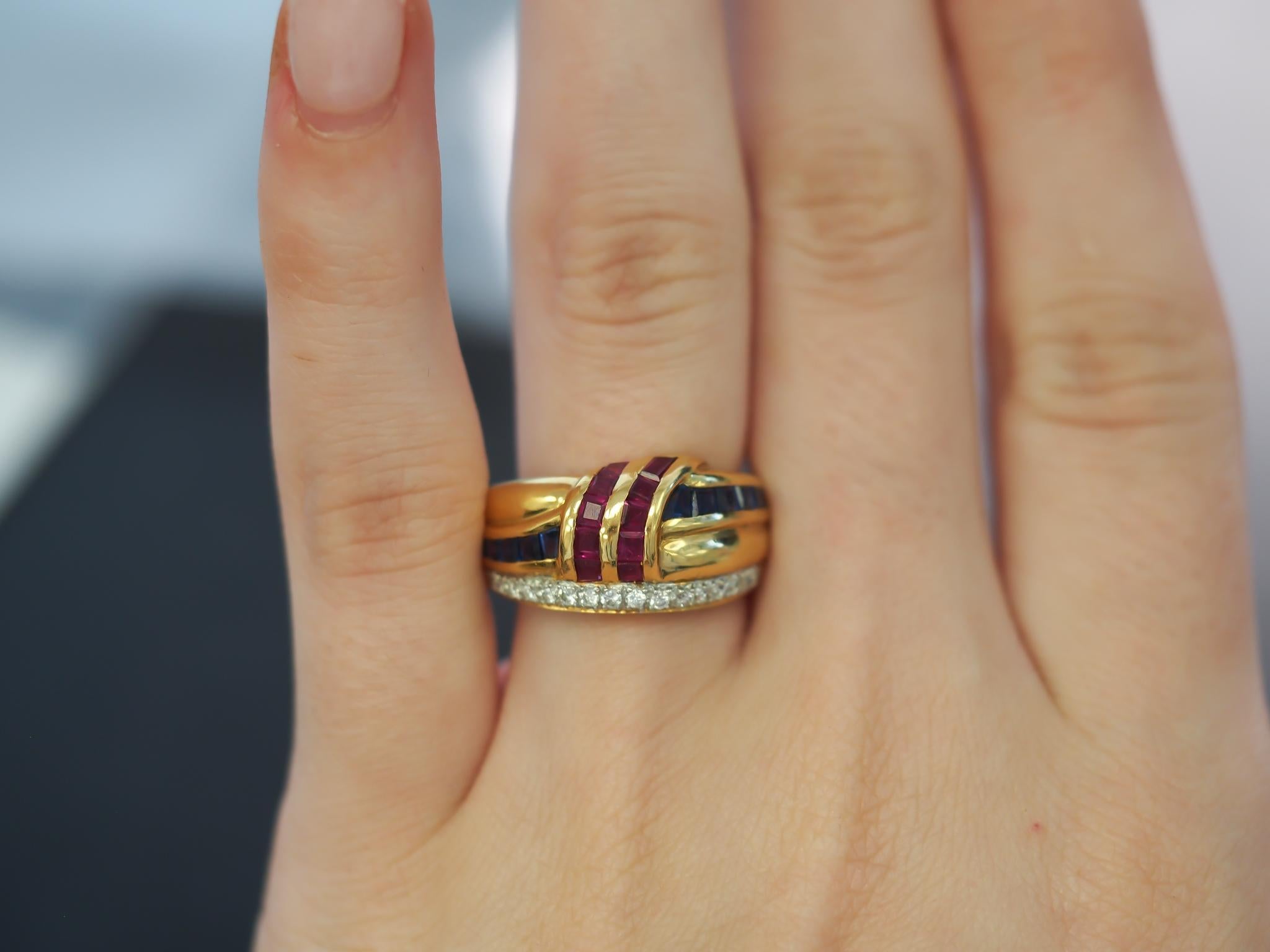 Estate 18K Yellow Gold Levian Ruby, Sapphire and Diamond Ring - VHK ...