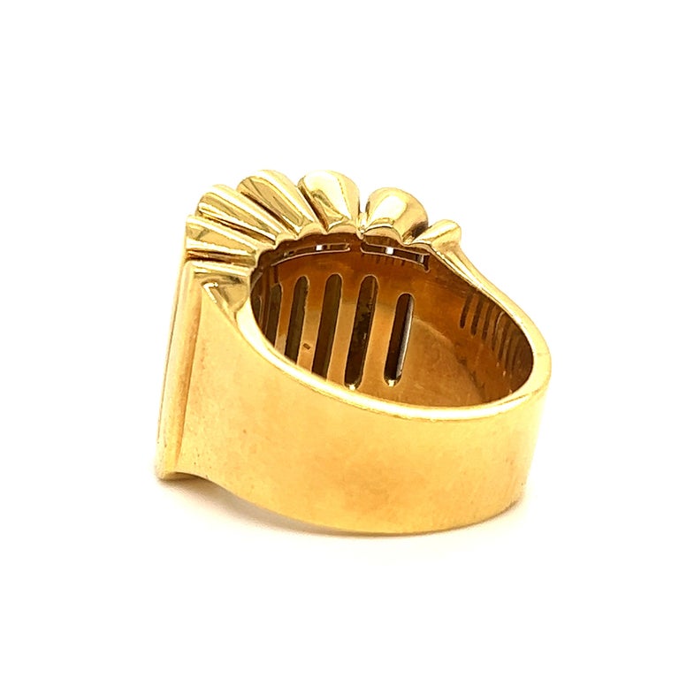 Estate 18k Yellow Gold Squiggle Design Cocktail Ring For Sale at 1stDibs