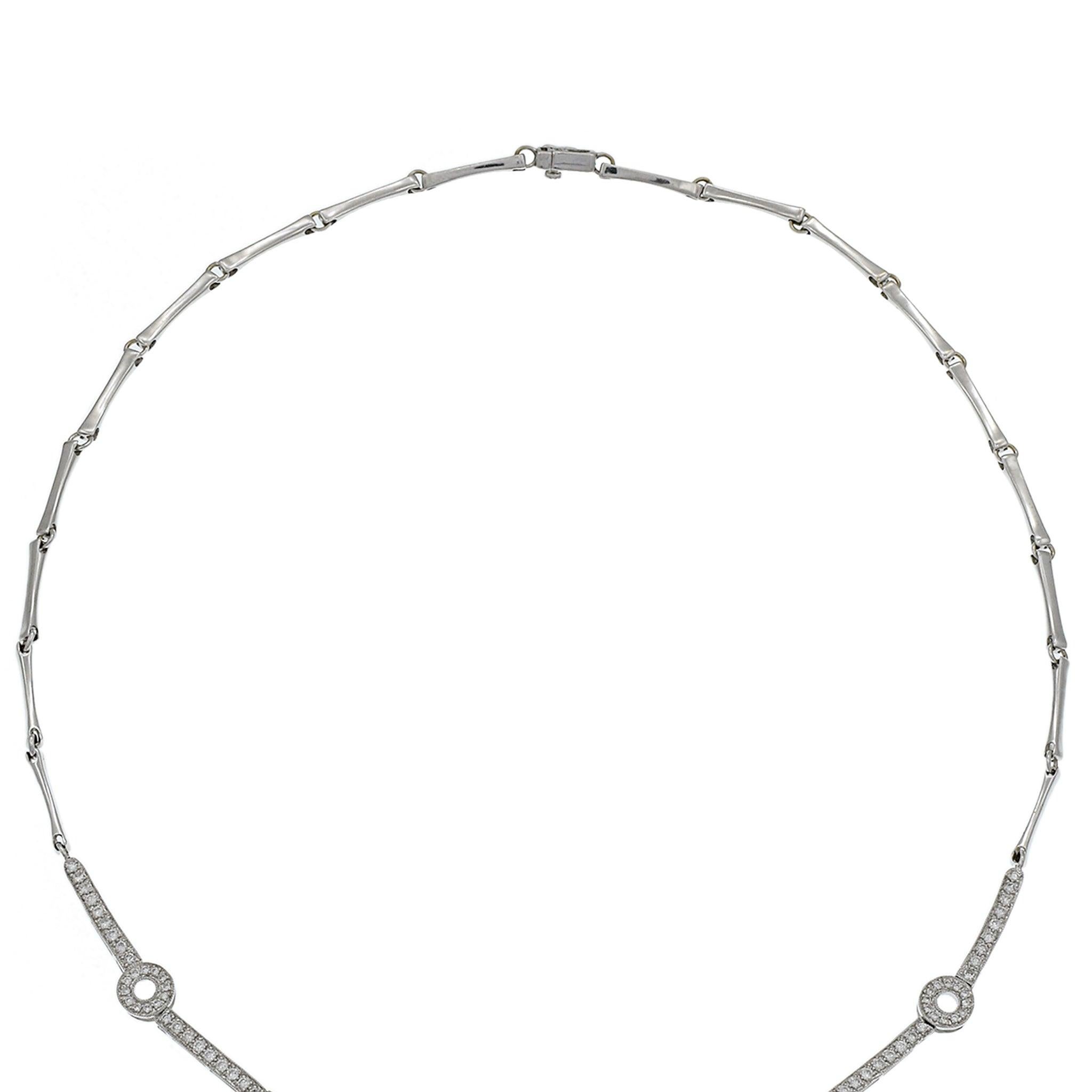 Estate 18KT White Gold Diamond Drop Necklace For Sale at 1stDibs