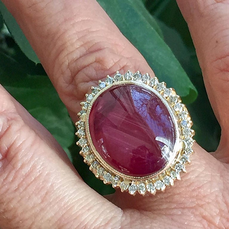 29.50 Carat Star Ruby Diamond Cocktail Ring and 14 Karat at 1stDibs ...