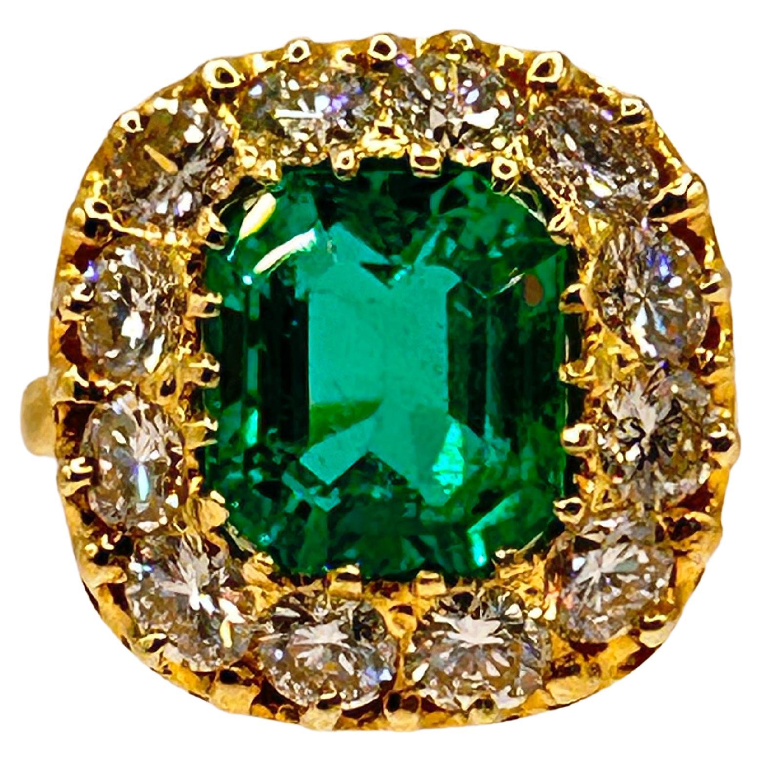 Estate 3.76 Carat Fine Emerald and 2.25 Carat Diamond Ring AGL Cert ...
