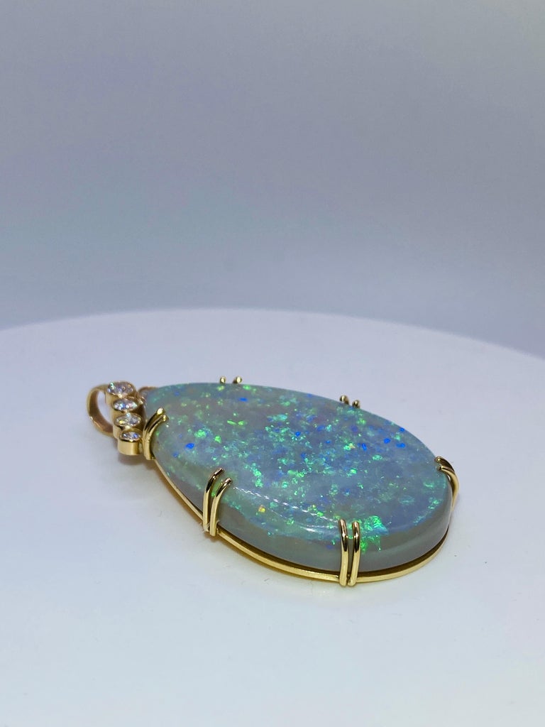 Estate 51.55 Carat Opal and Diamond Pendant For Sale at 1stDibs