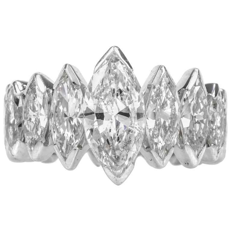 Estate 8.72 Carat Diamond Platinum Marquis Shaped Eternity Band For ...