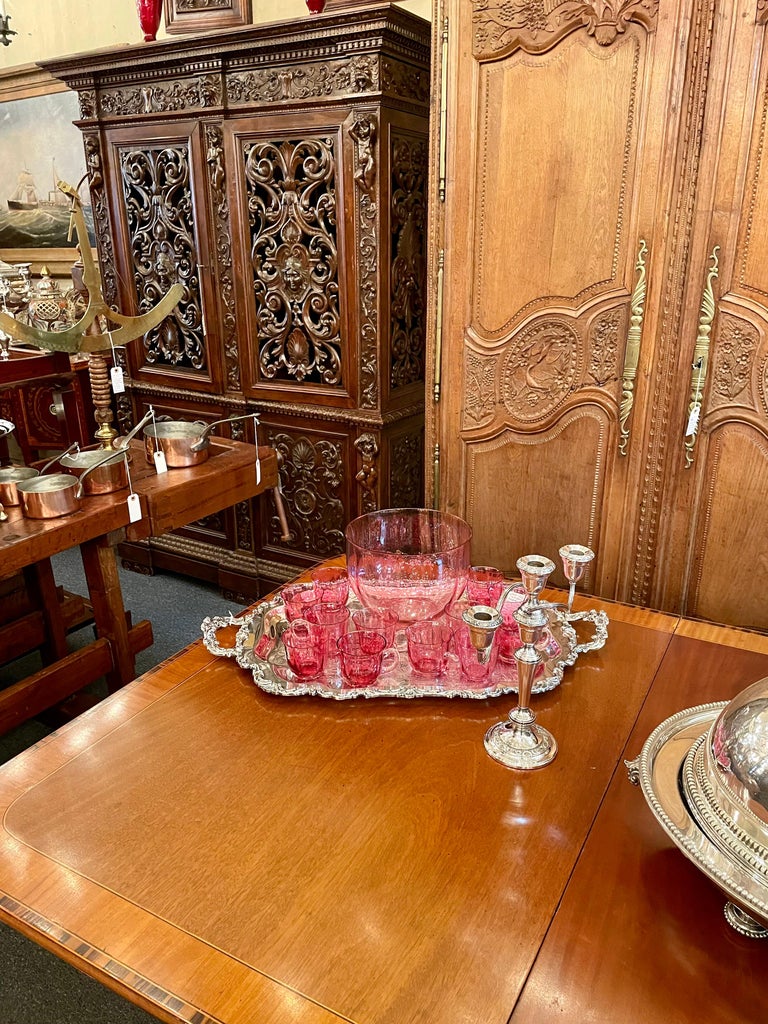 Estate American 13 Piece Cranberry Glass Punch Bowl Set Circa 1950s For Sale At 1stdibs