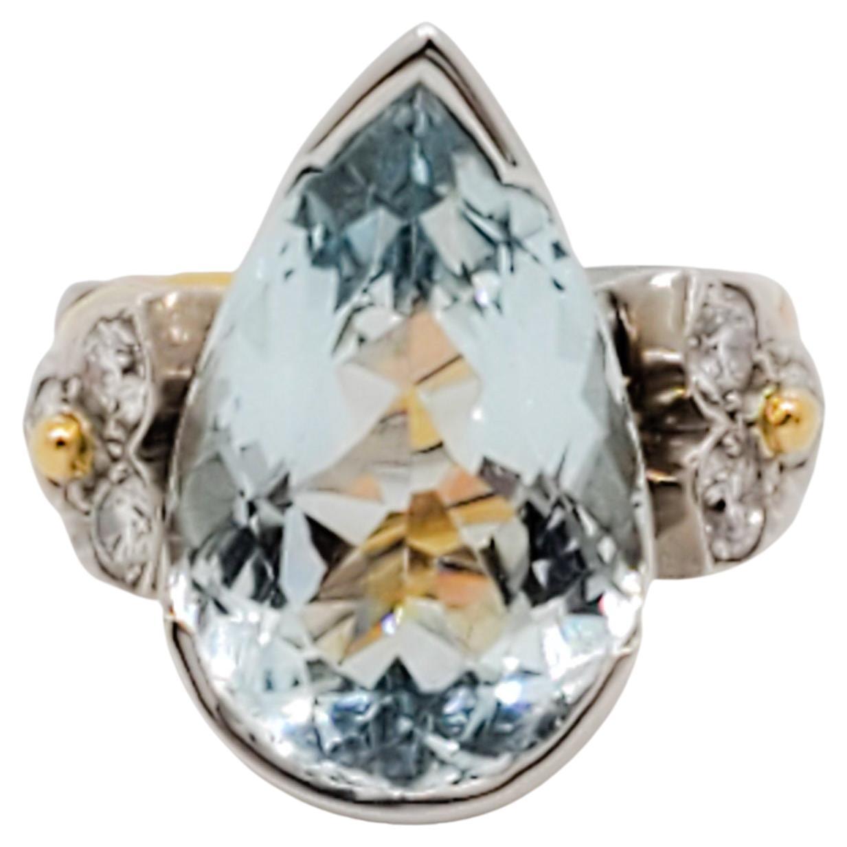 Estate Citrine and Diamond Cocktail Ring in 18k White Gold For Sale at ...