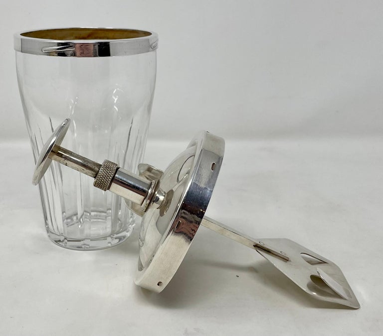 Estate Art Deco Cut Crystal and Silver-Plate Rapid Cocktail Mixer ...