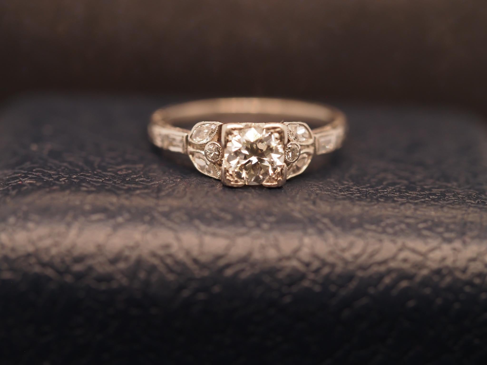 Estate Art Deco Platinum Old European Diamond Engagement Ring - VHK ...
