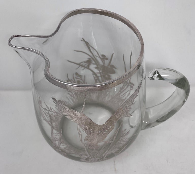 Estate Art Deco Silvered Cut Crystal Cocktail Pitcher with Birds, circa ...