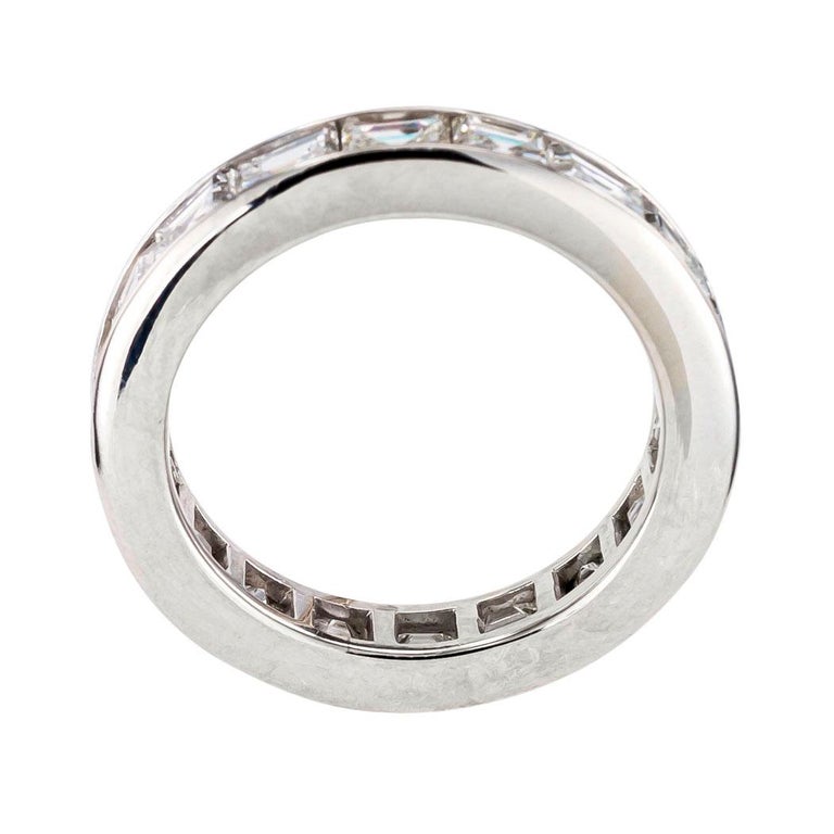Estate Baguette Diamond Palladium Eternity Ring Size 6 For Sale at 1stDibs