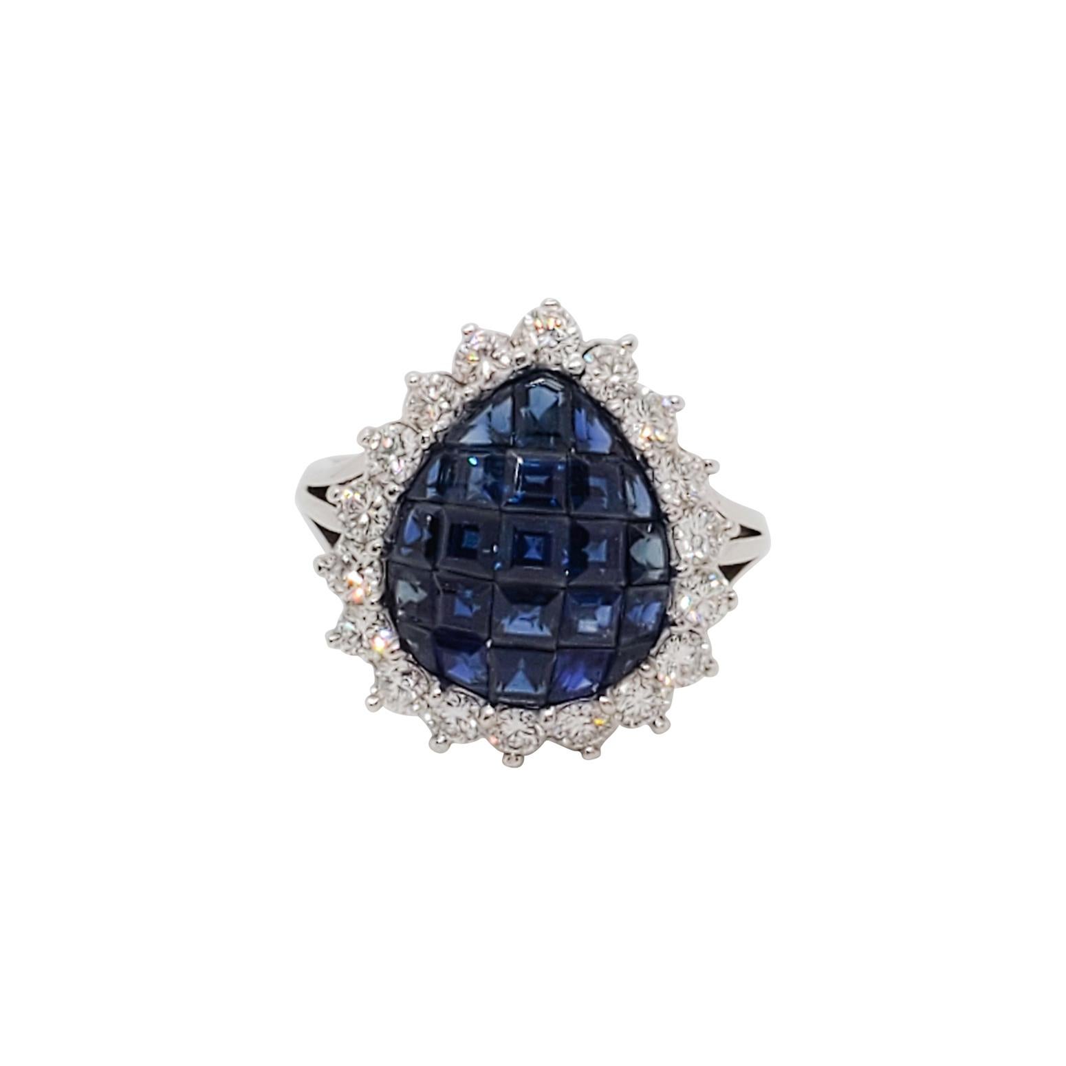 White Diamond Square Fashion Ring in Platinum For Sale at 1stDibs