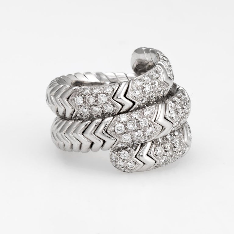 Estate Bulgari Spiga Diamond Band 18 Karat White Gold Flexible Ring ...