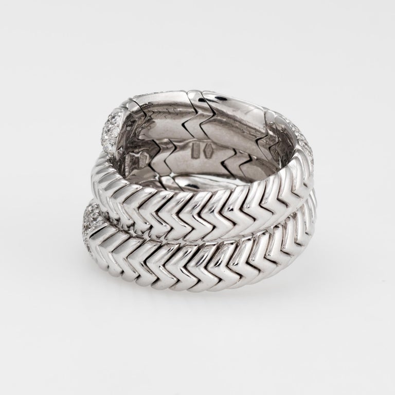 Estate Bulgari Spiga Diamond Band 18 Karat White Gold Flexible Ring ...