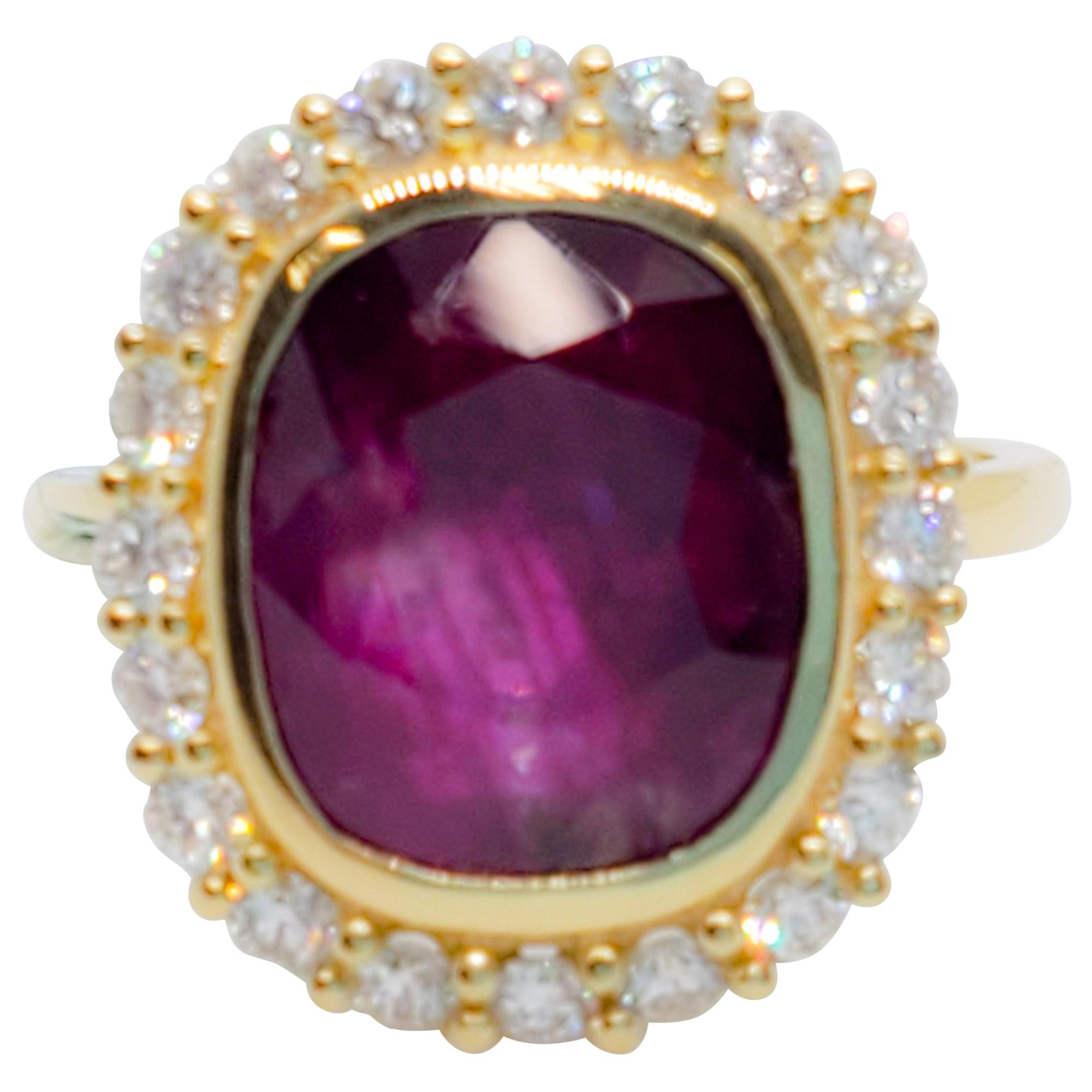 Estate Ruby Princess Cut, White Diamond, and Ruby Heart Shape Ring in ...