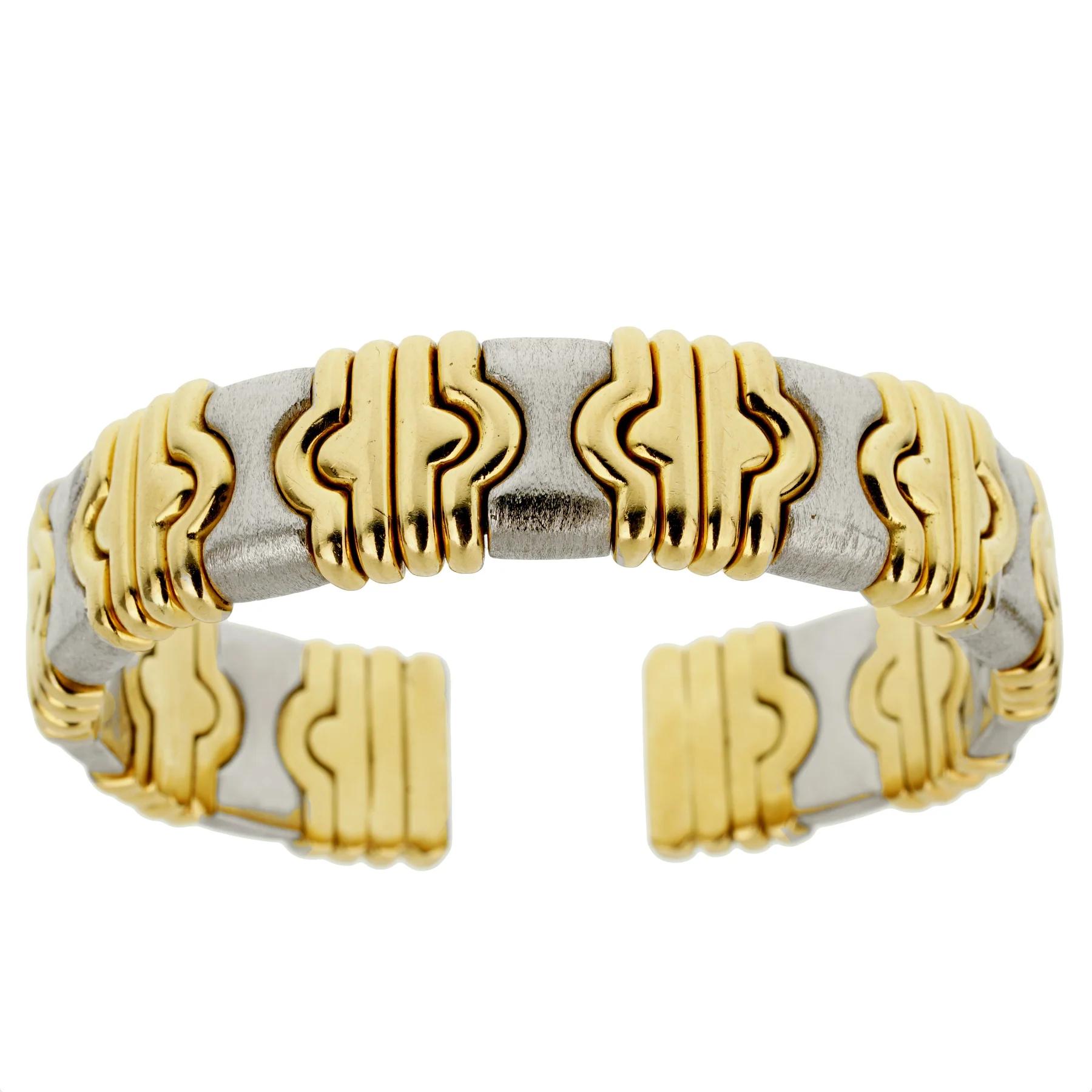 Estate Bvlgari Parentesi Style Cuff Bangle Gold Bracelet at 1stDibs