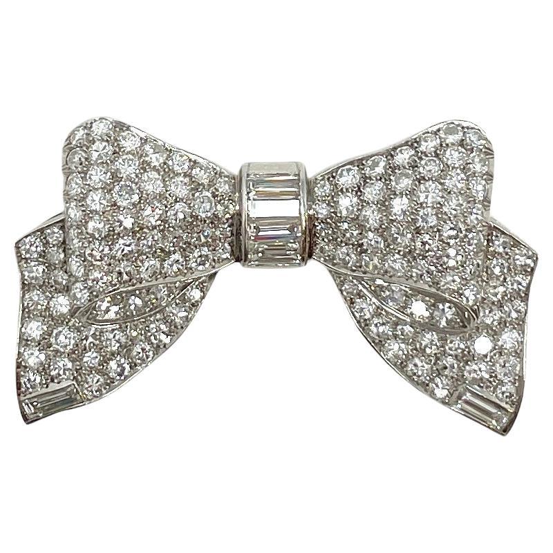 Estate Cartier Diamond and Platinum Bow Pin, Circa 1940's-1950's. For ...