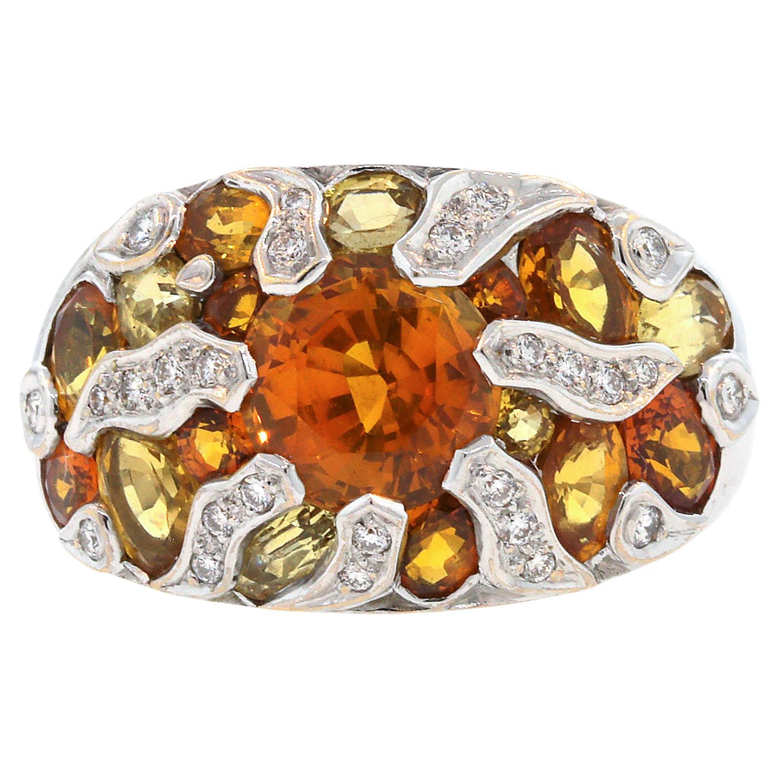 Vibrant Citrine and Diamond Ring at 1stDibs