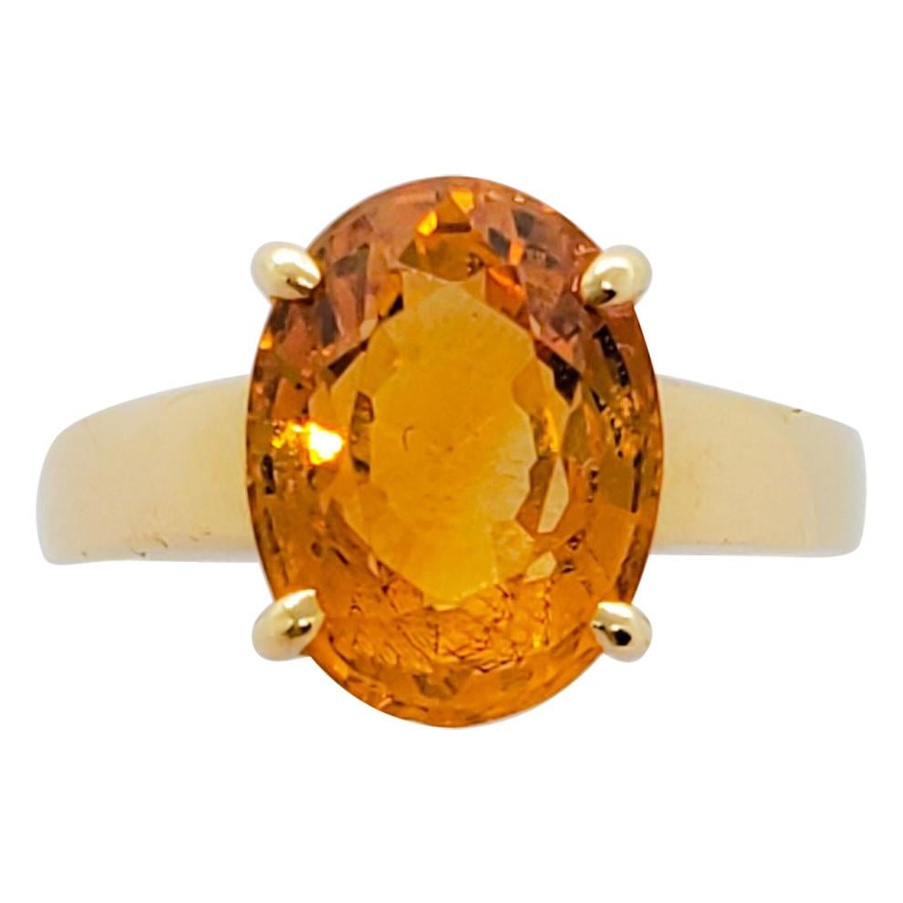 Estate Citrine Oval and White Diamond Ring in 18 Karat Yellow Gold For ...