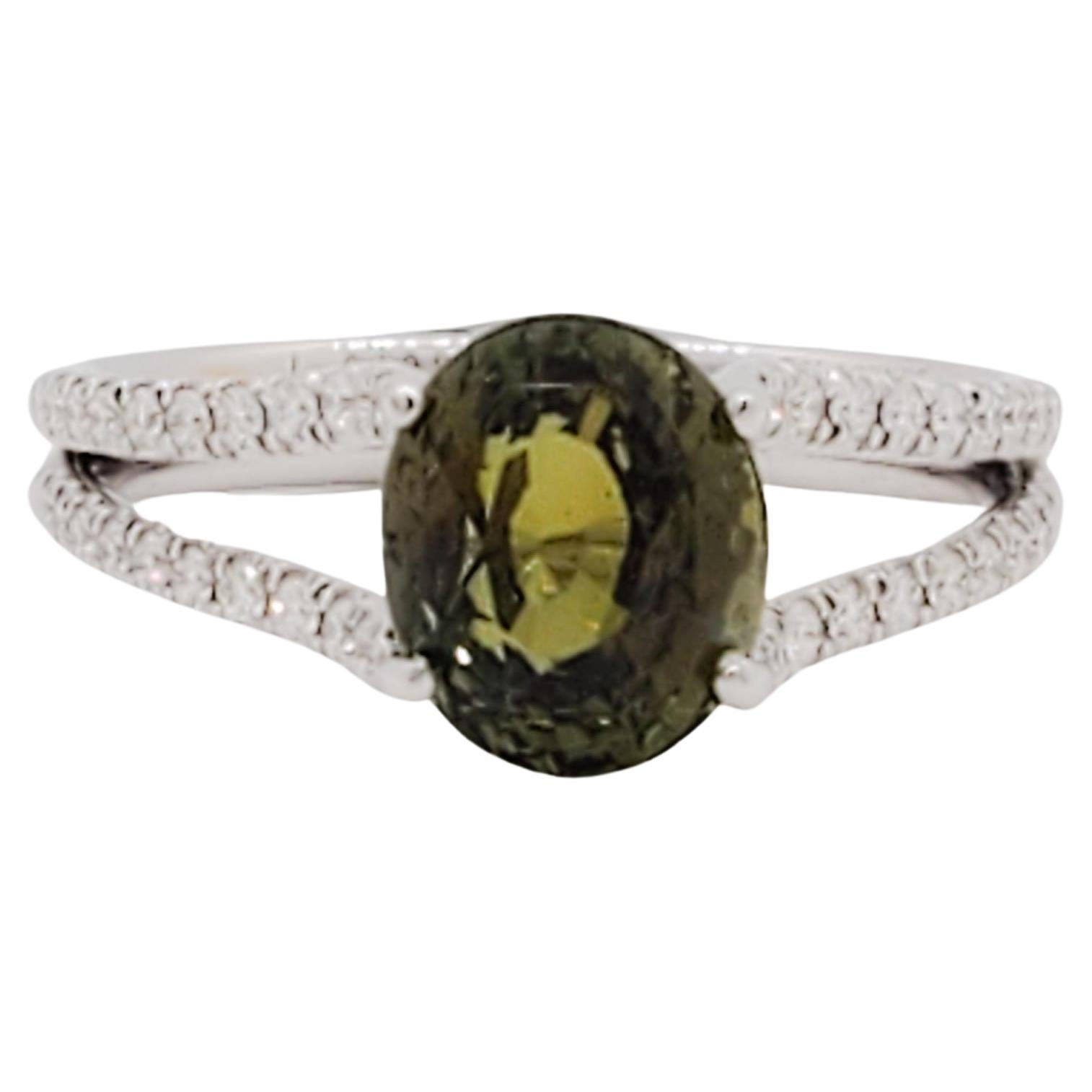 Estate Color Change Alexandrite and Diamond Cocktail Ring in 18k White ...