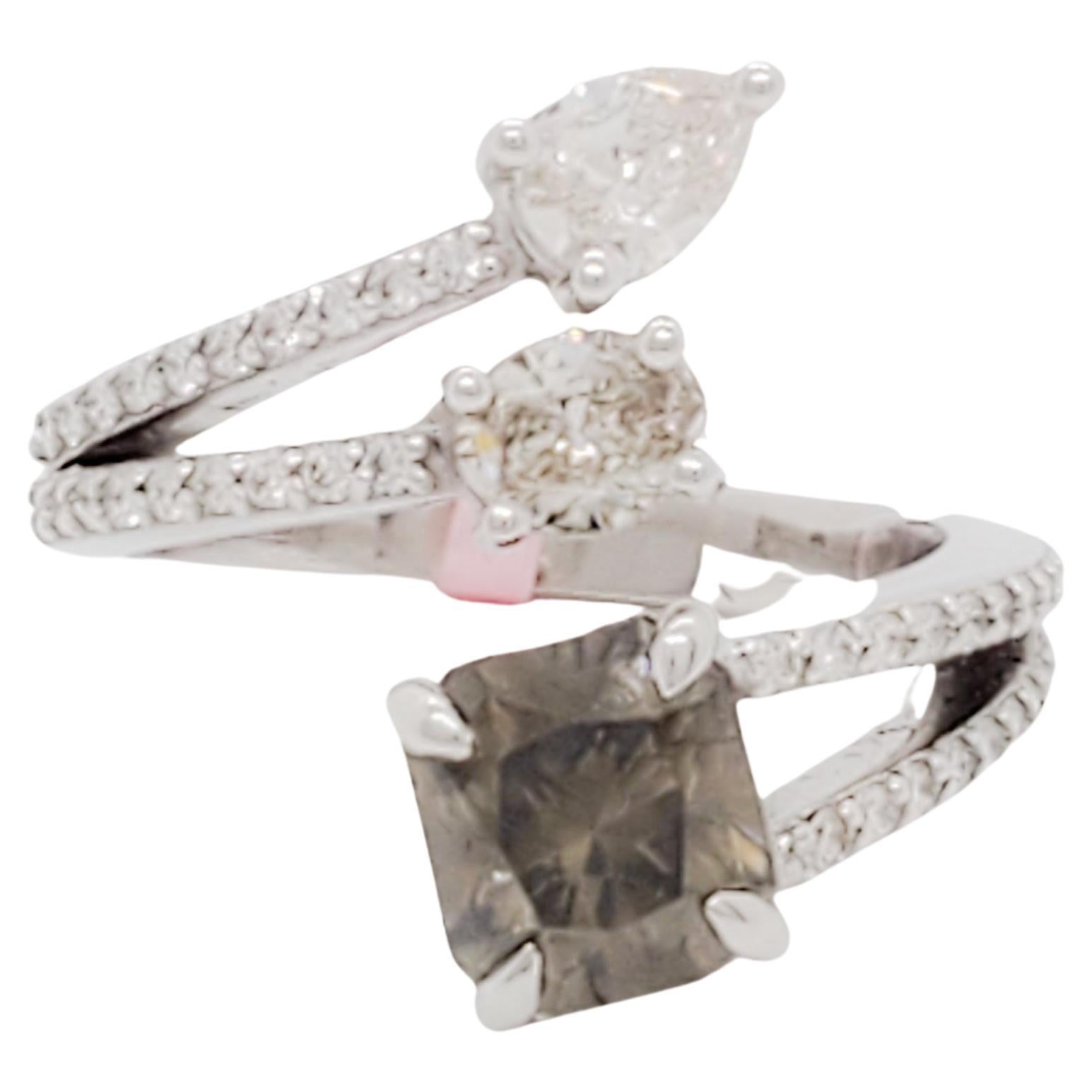 Estate Color Change Alexandrite and Diamond Cocktail Ring in 18k White ...