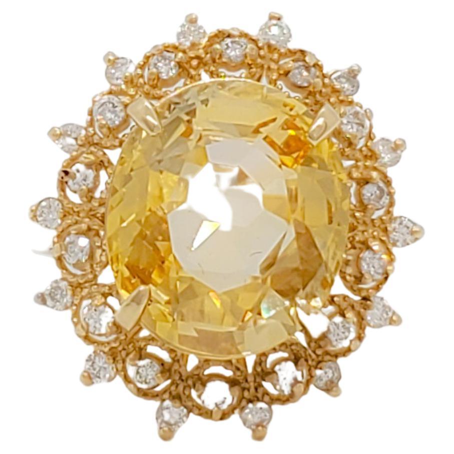 Orangey Brown Diamond Platinum Yellow Gold Ring at 1stDibs